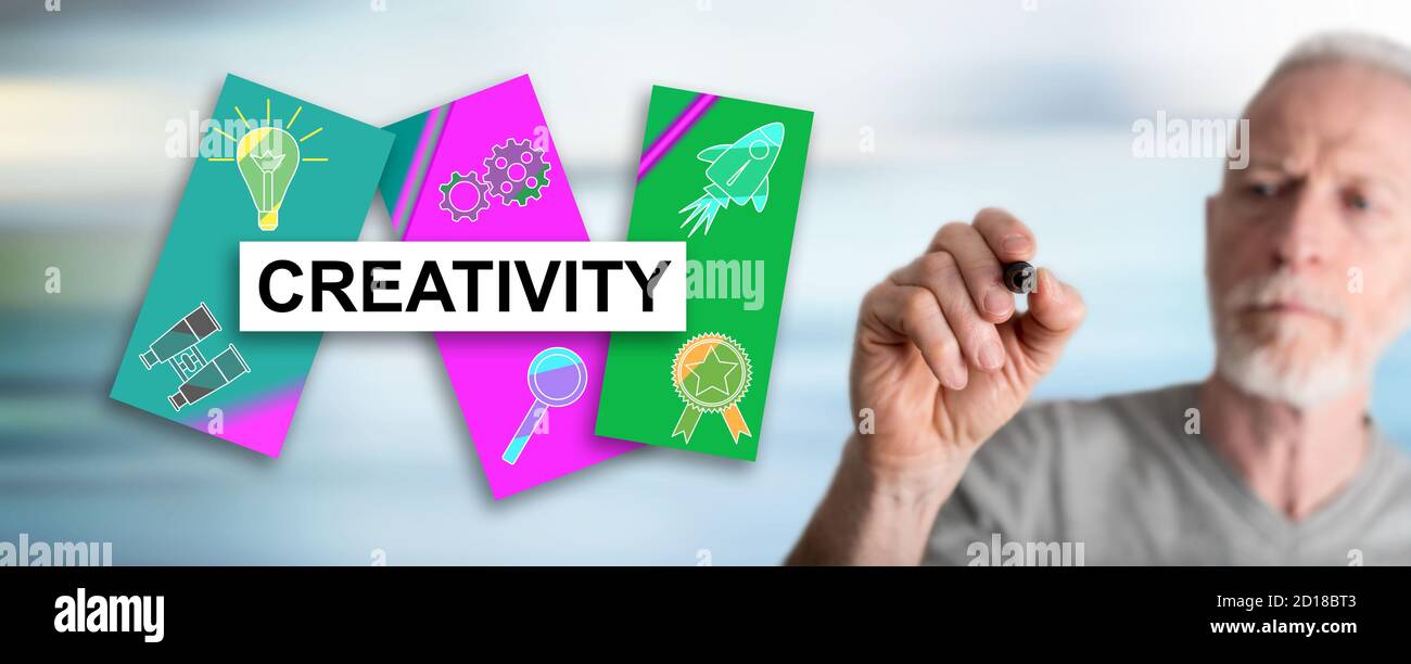 Creativity concept drawn by a man Stock Photo - Alamy
