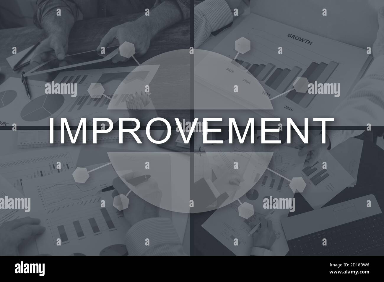 Improvement concept illustrated by pictures on background Stock Photo ...