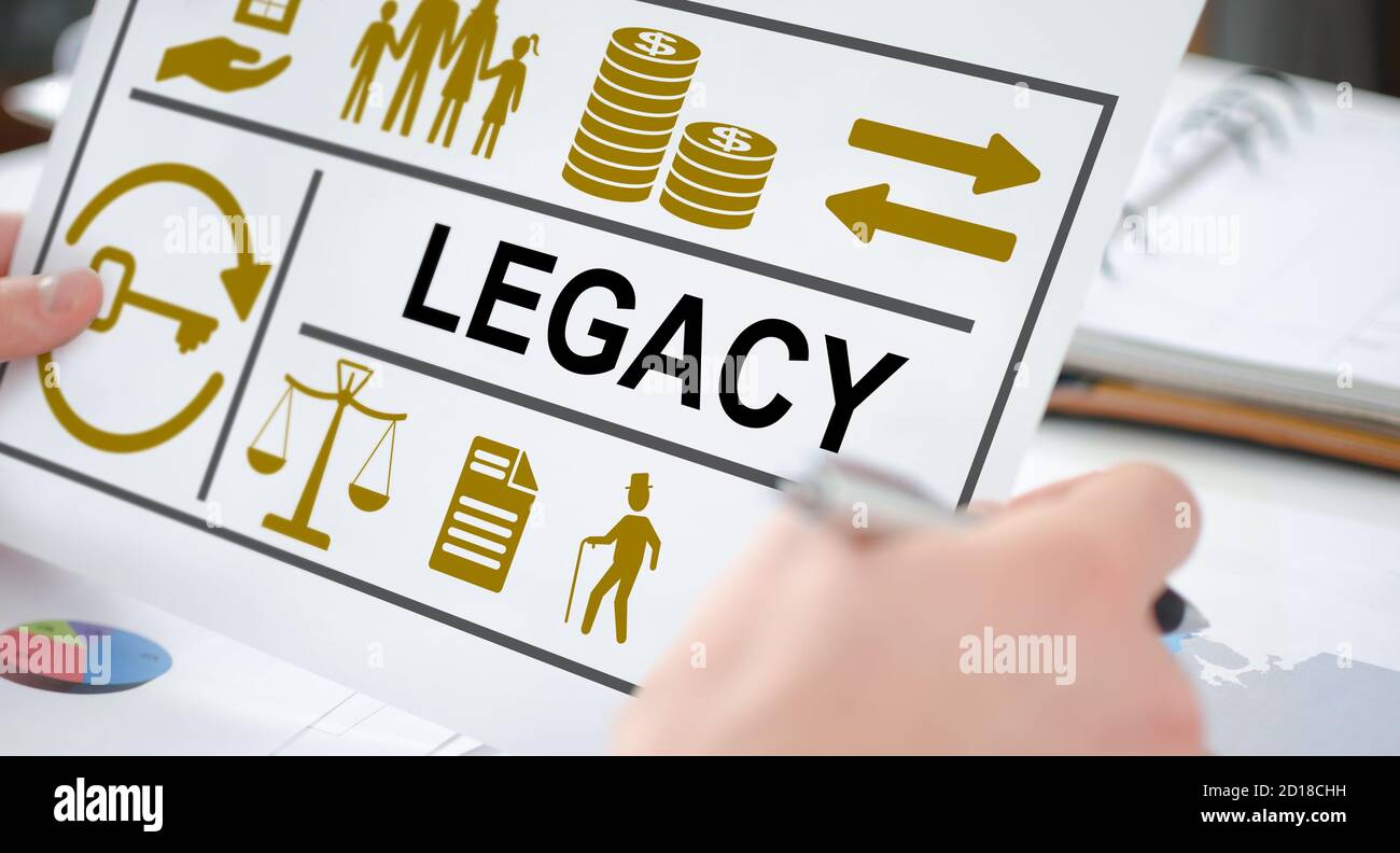 Hands holding a paper showing a legacy concept Stock Photo - Alamy