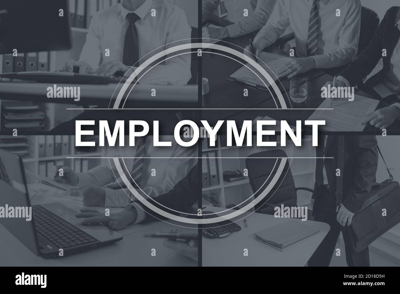 Employment concept illustrated by pictures on background Stock Photo ...