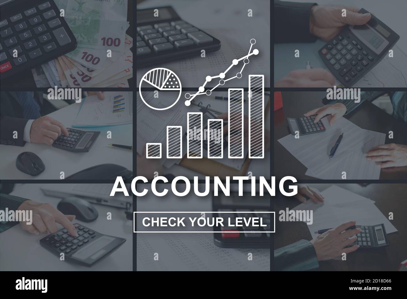 Accounting concept illustrated by pictures on background Stock Photo ...