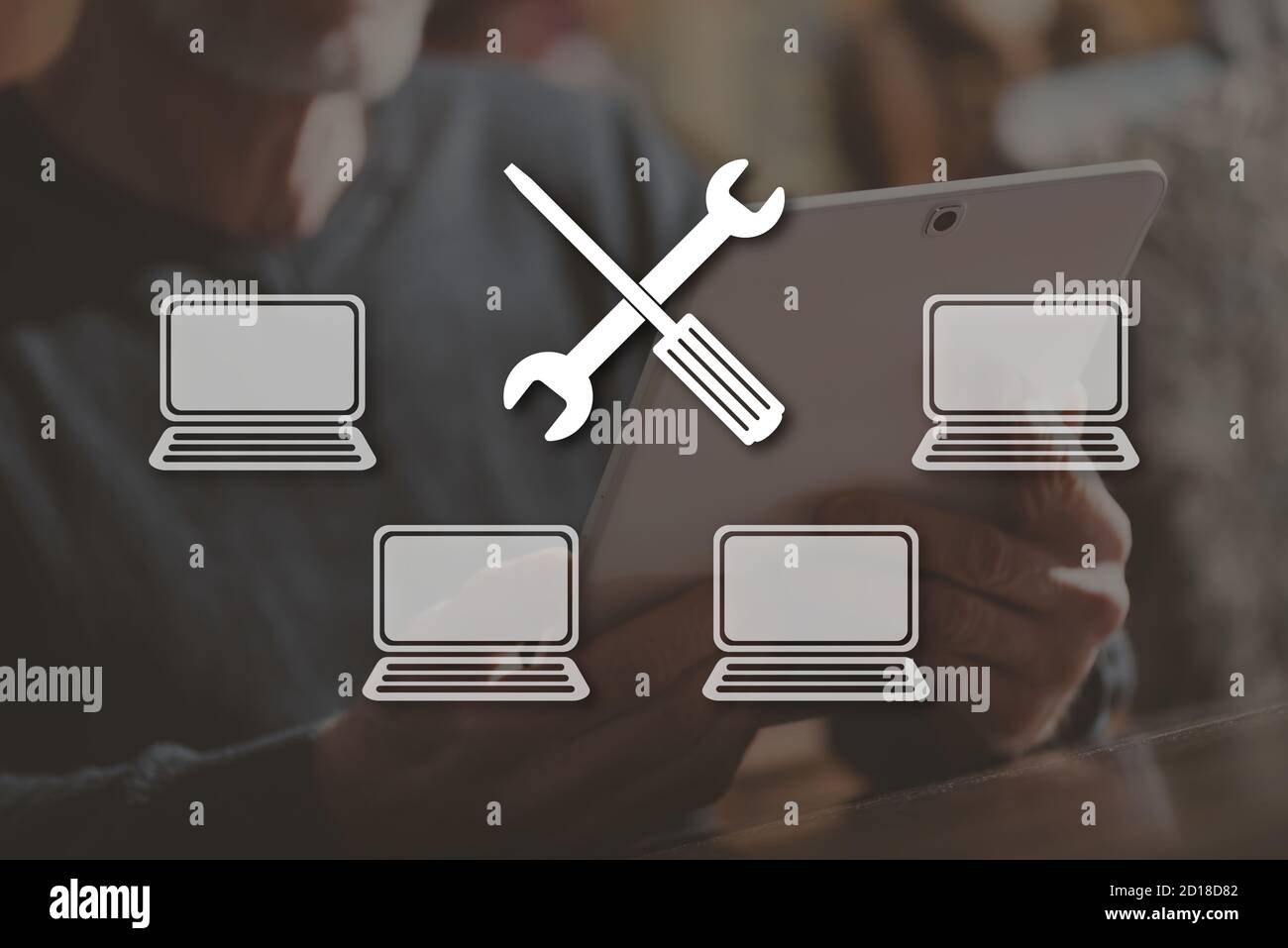 Maintenance service concept illustrated by a picture on background ...