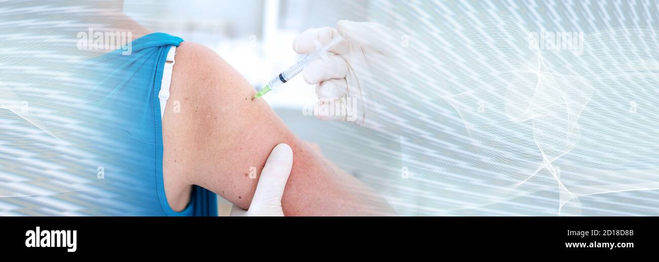Doctor making an injection to a patient; panoramic banner Stock Photo ...