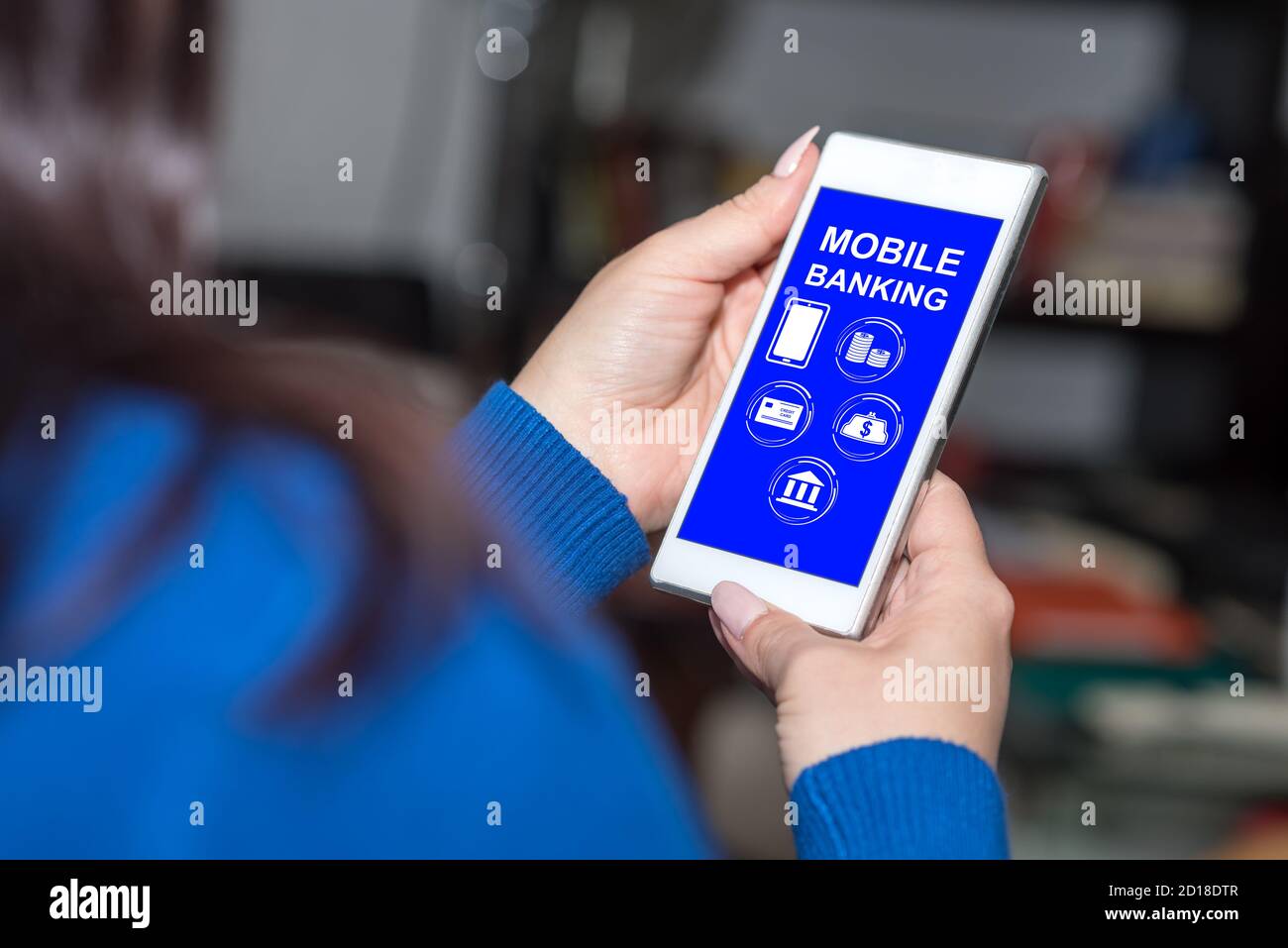Smartphone screen displaying a mobile banking concept Stock Photo - Alamy
