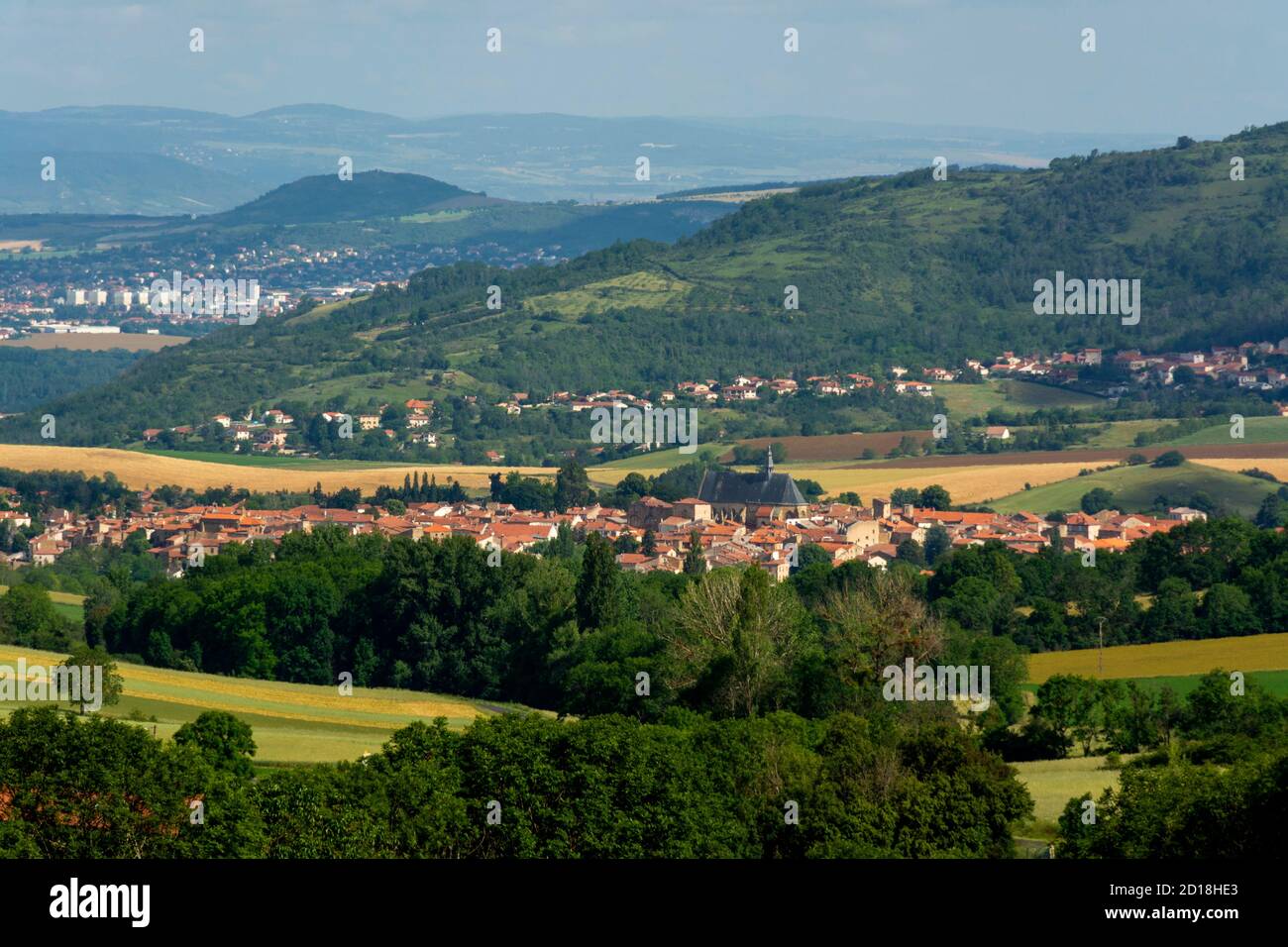 View on Vic le Comte village, Puy de Dome, Auvergne Rhone Alpes, France ...