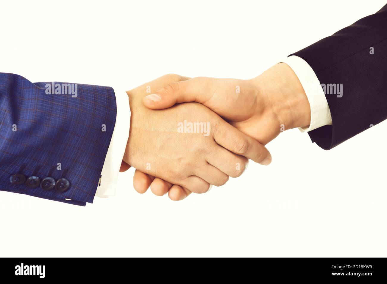help and support, male hands in handshake in formal outfit isolated on ...