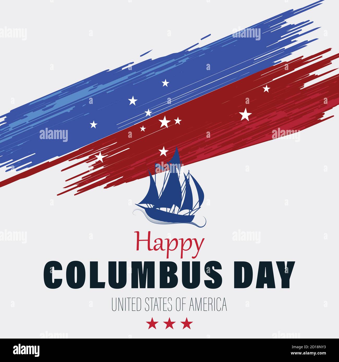 Vector Illustration of a Sailing ship floating on the sea waves. Happy ...
