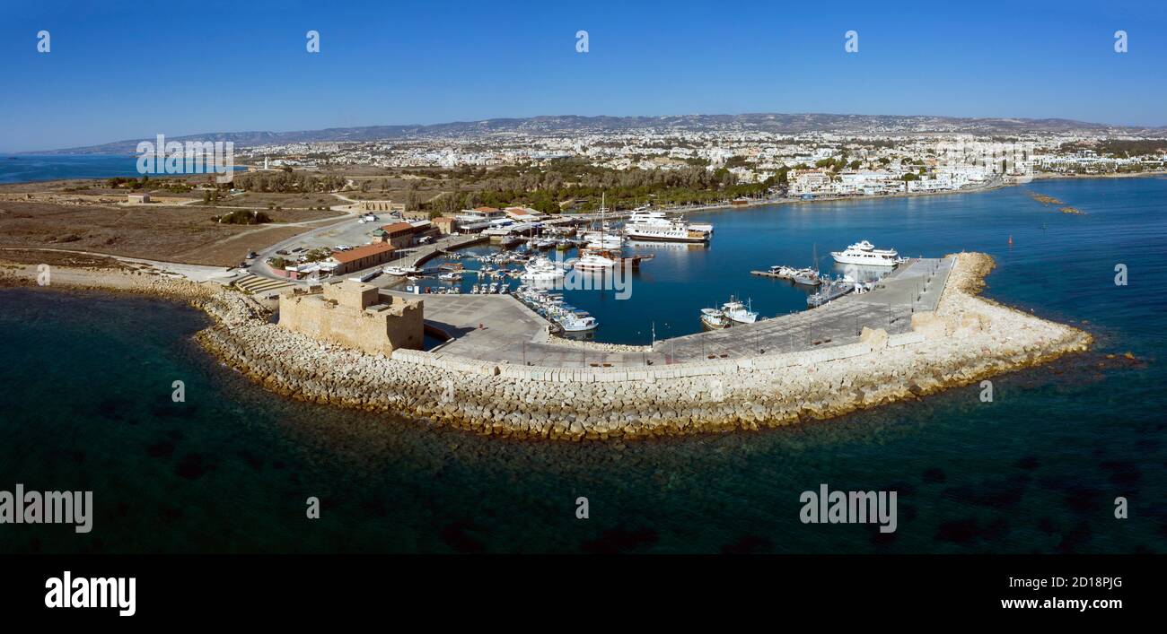 Aerial view of paphos Castle and harbour area, Kato Paphos, Cyprus ...