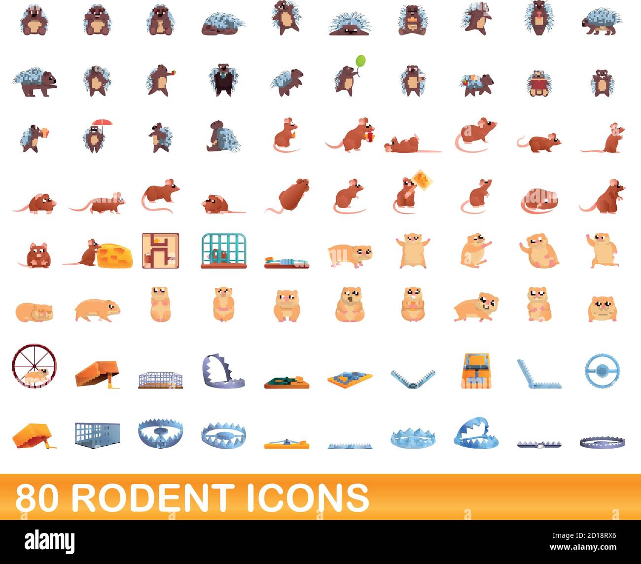 80 rodent icons set. Cartoon illustration of 80 rodent icons vector set ...