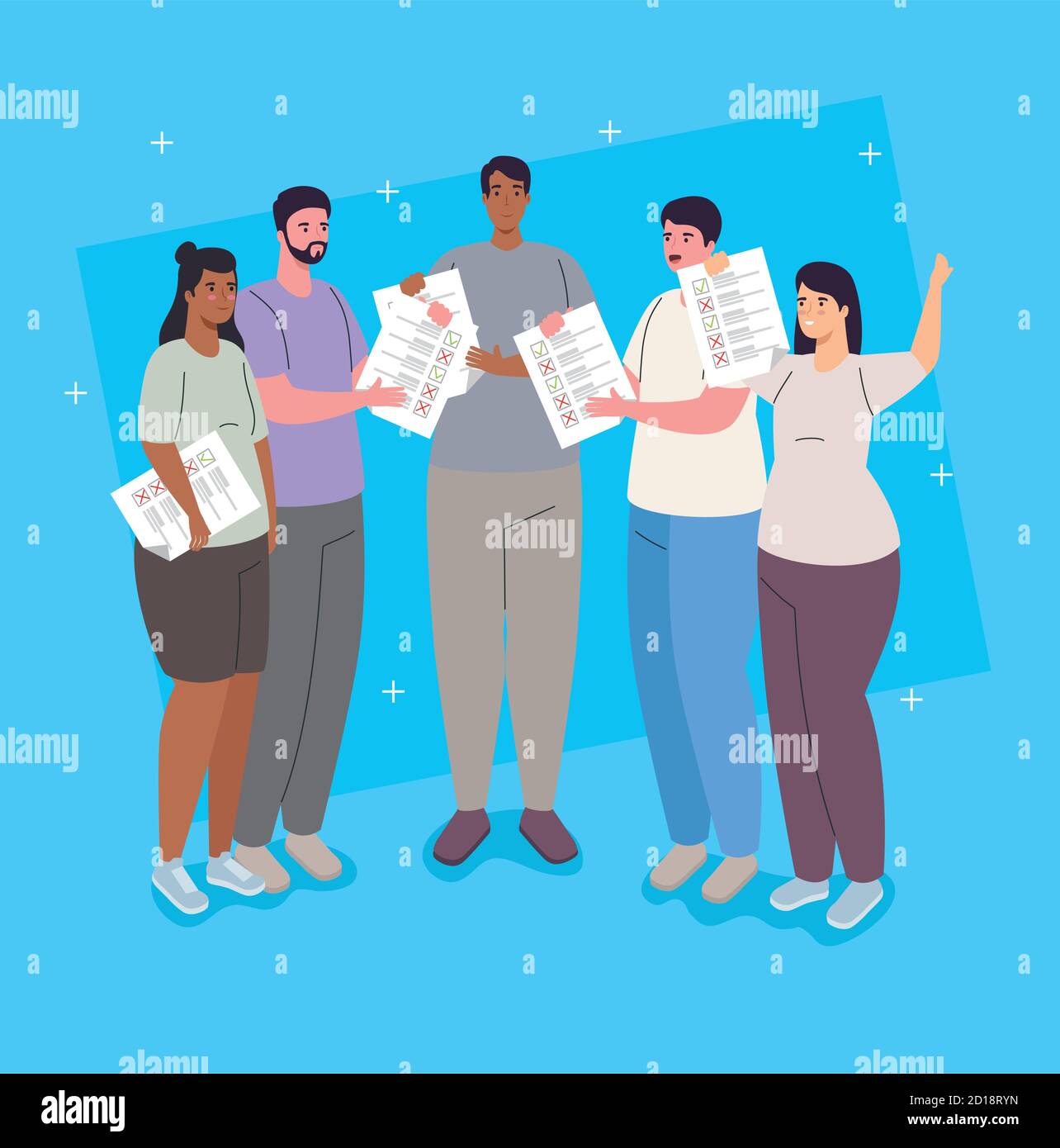 Women and men cartoons with vote paper vector design Stock Vector Image ...