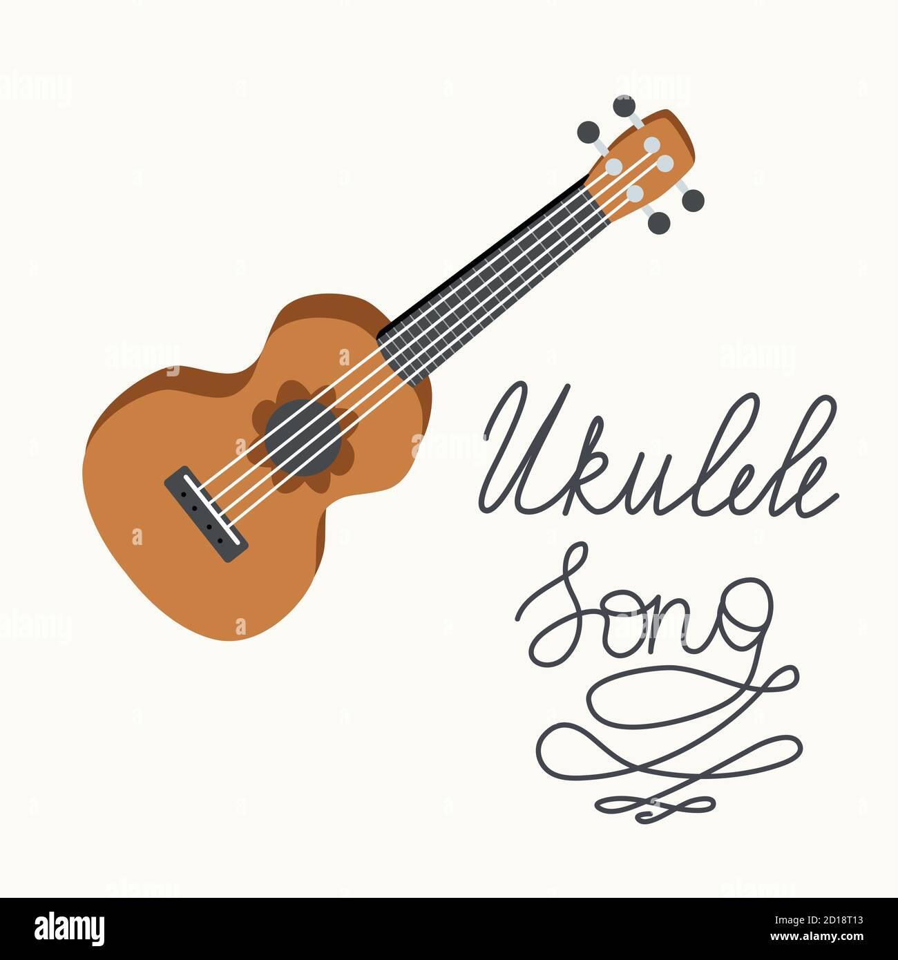 Cartoon ukulele with lettering text for summer, music poster template ...