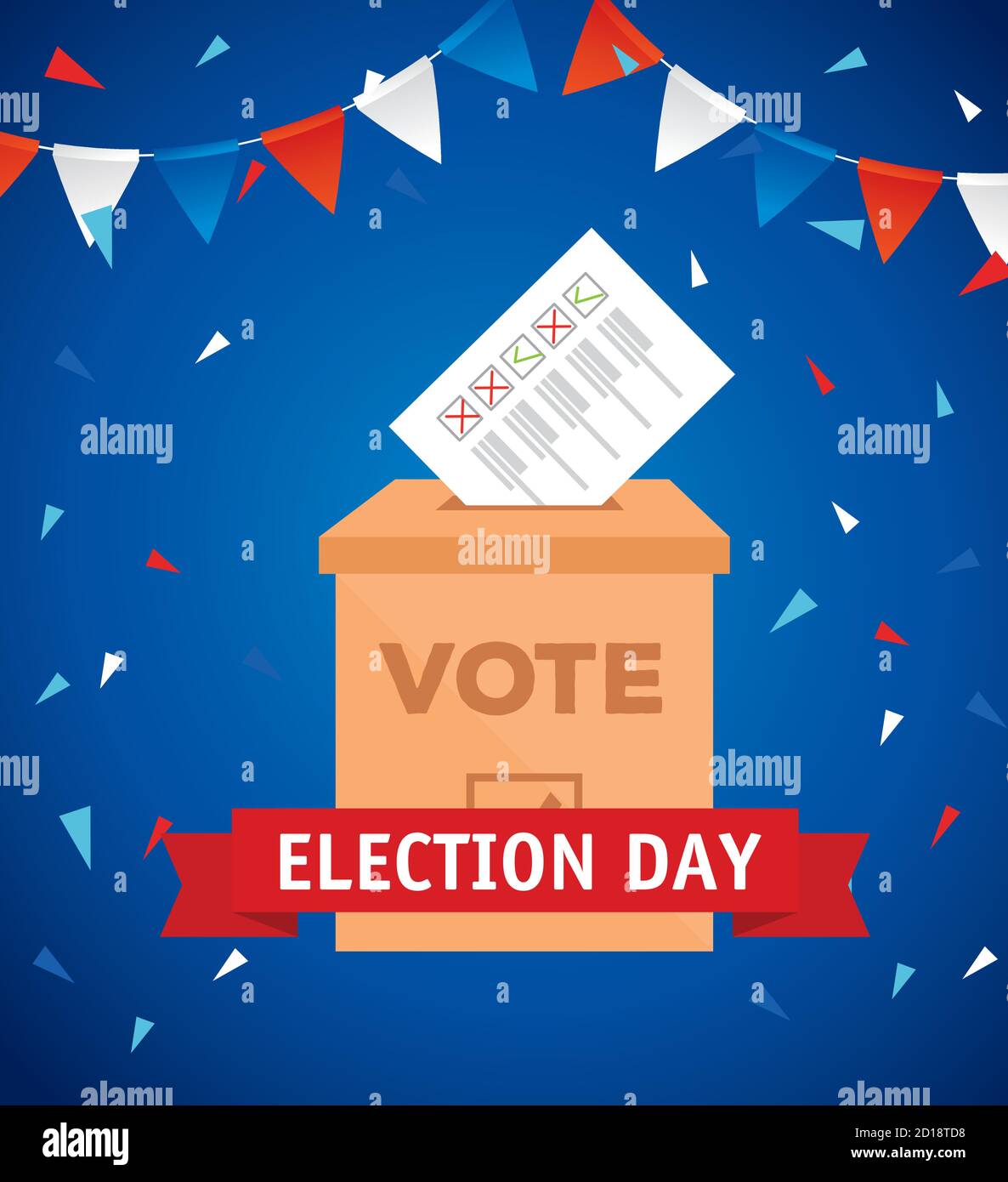Elections day and vote box with paper vector design Stock Vector Image ...