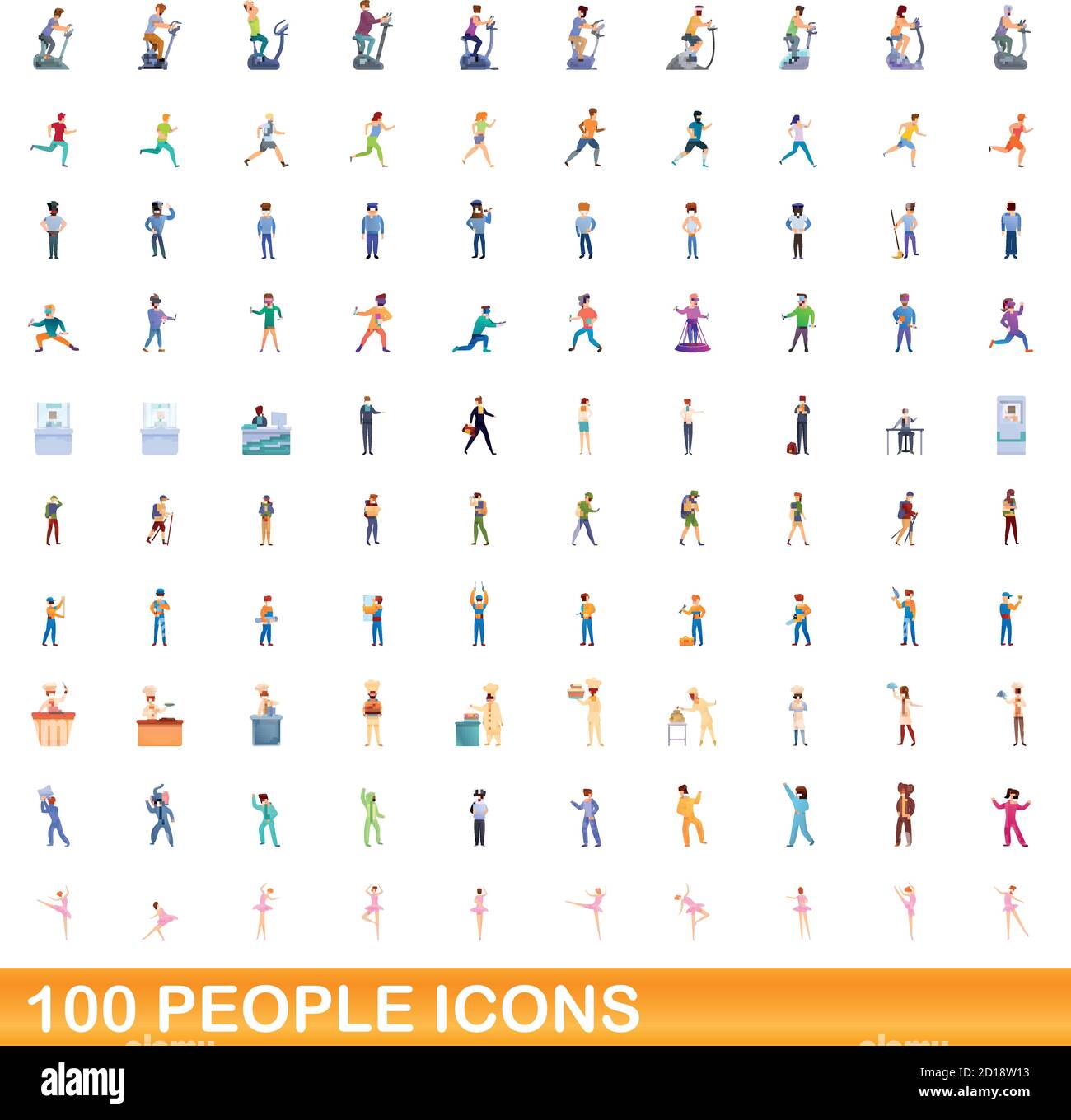 100 people icons set. Cartoon illustration of 100 people icons vector ...