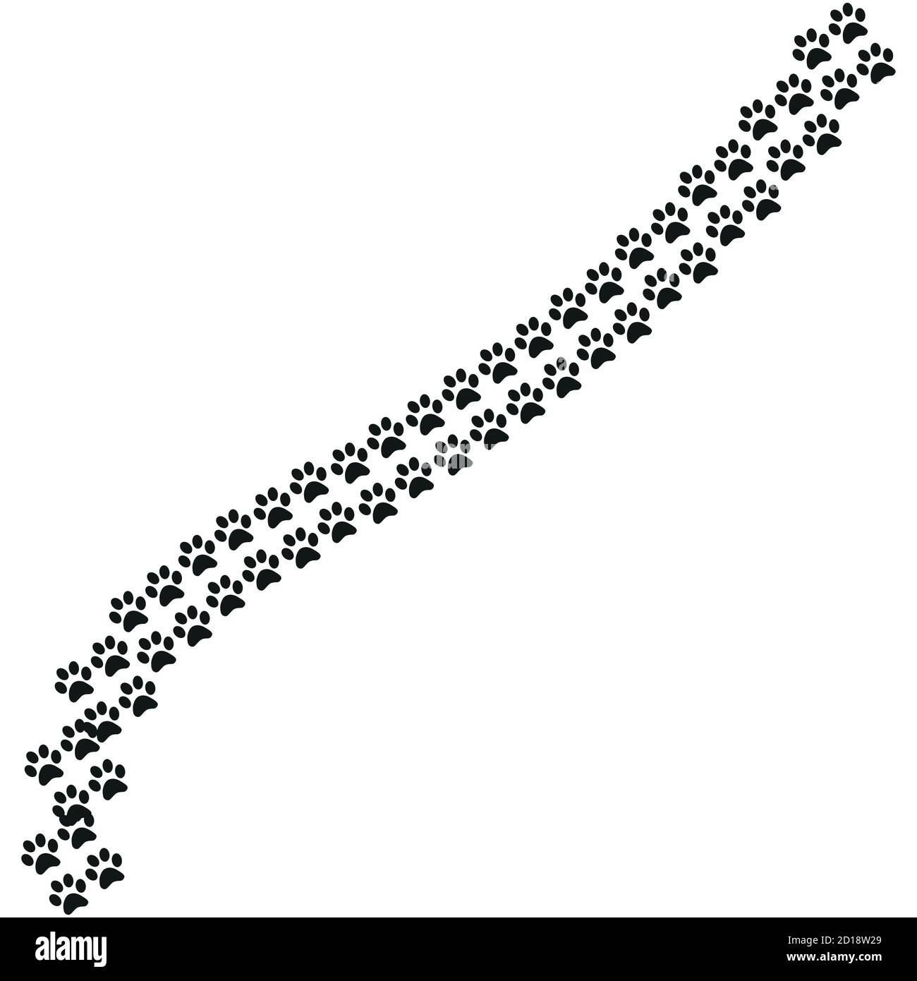 Footpath trail of animal. Dog or cat paws print. Trail footpath ...