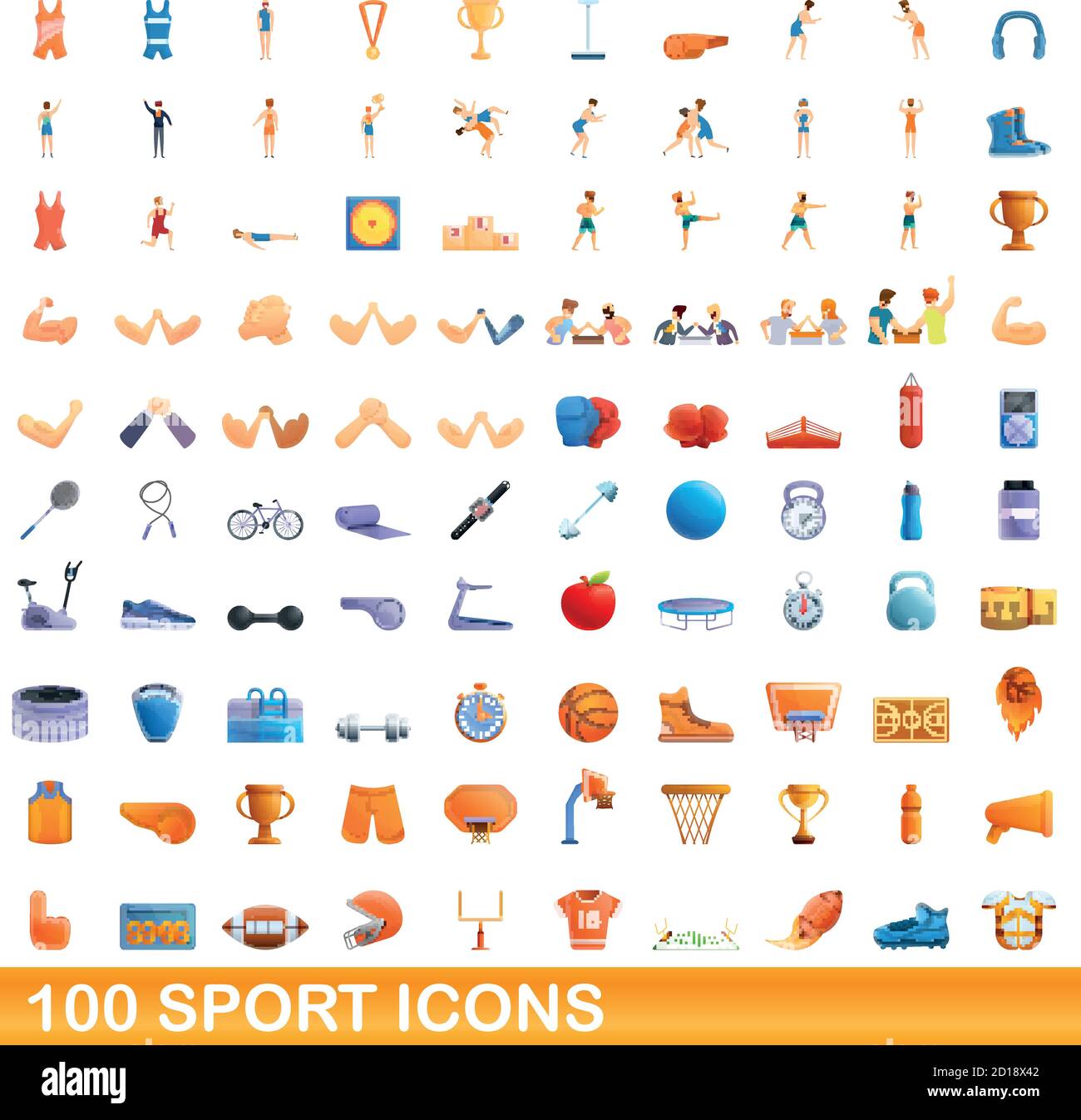 100 sport icons set. Cartoon illustration of 100 sport icons vector set ...