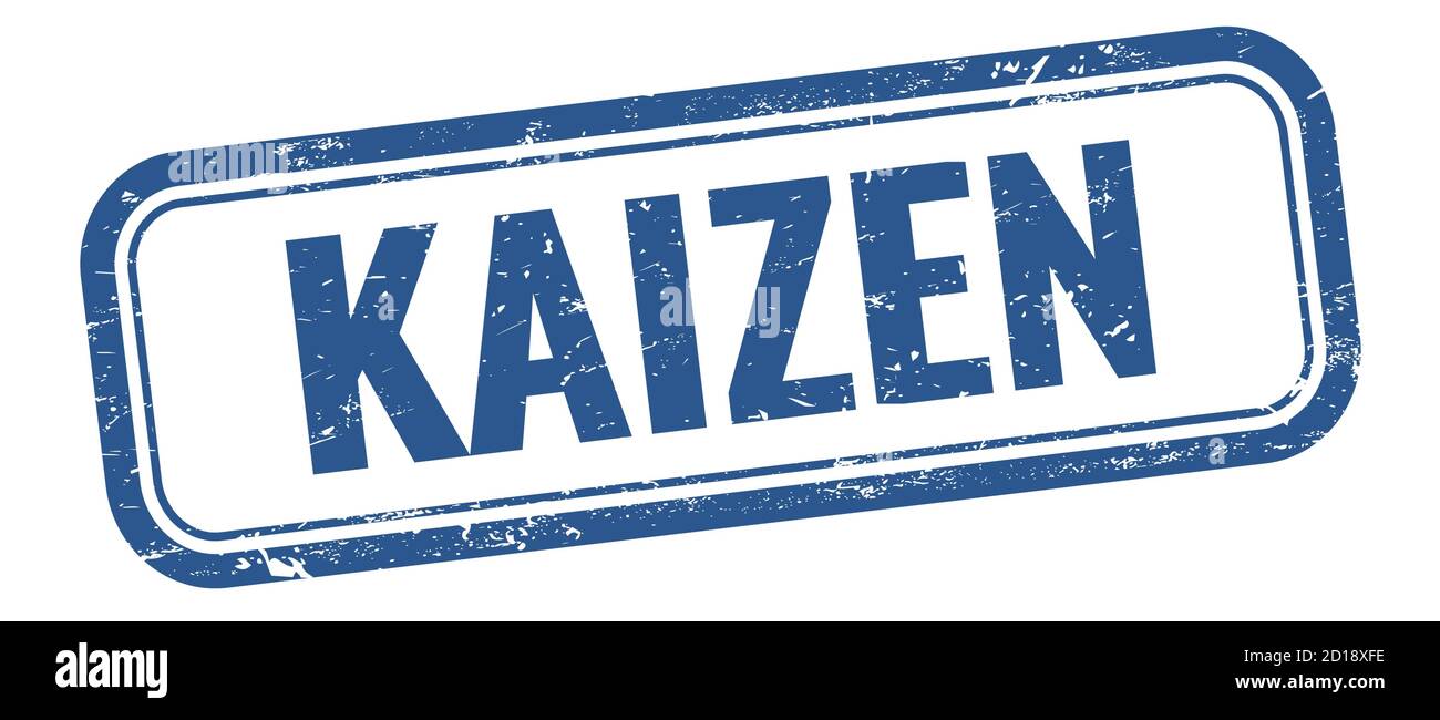 KAIZEN text on blue grungy vintage rectangle stamp Stock Photo - Alamy