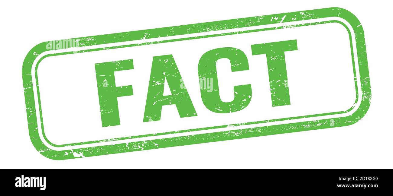 FACT text on green grungy vintage rectangle stamp Stock Photo - Alamy