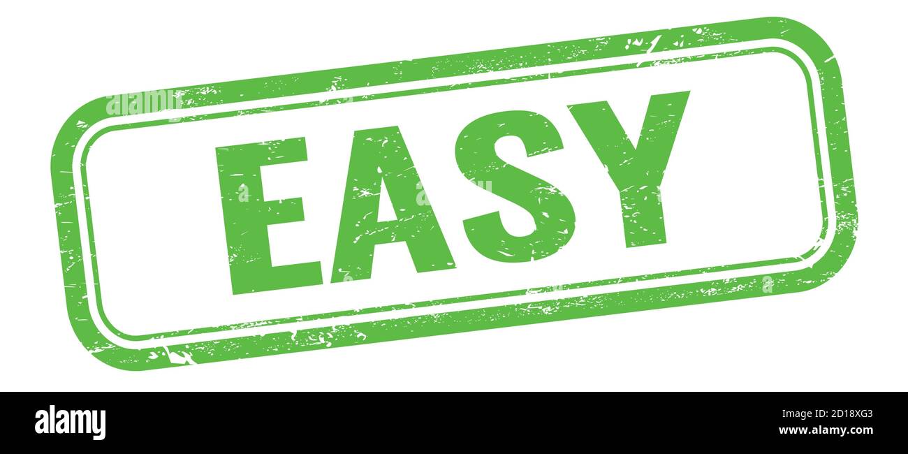 EASY text on green grungy vintage rectangle stamp Stock Photo - Alamy