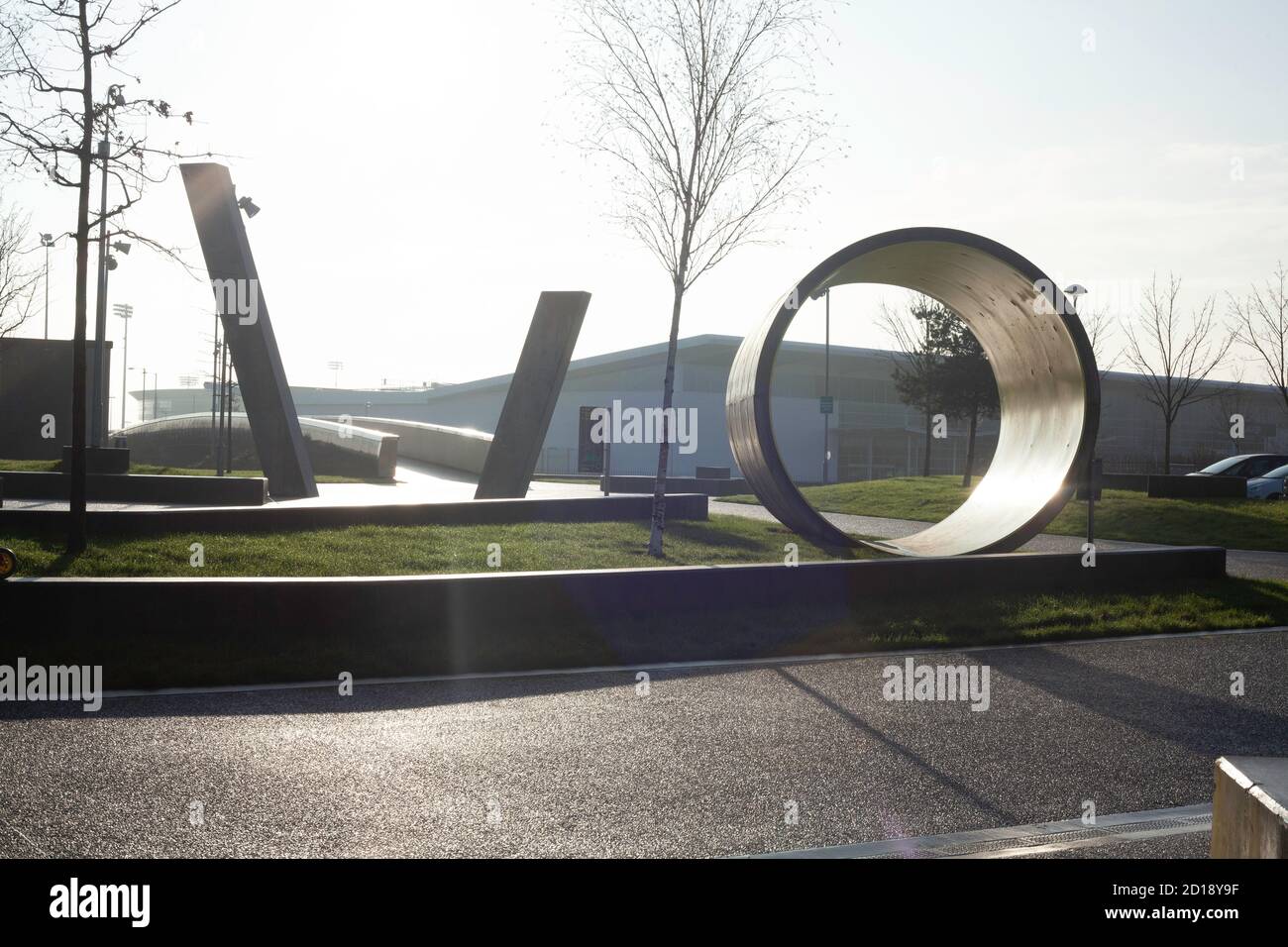 Sculpture at Manchester cycling centre. Full pipe bmx ramp Stock Photo ...