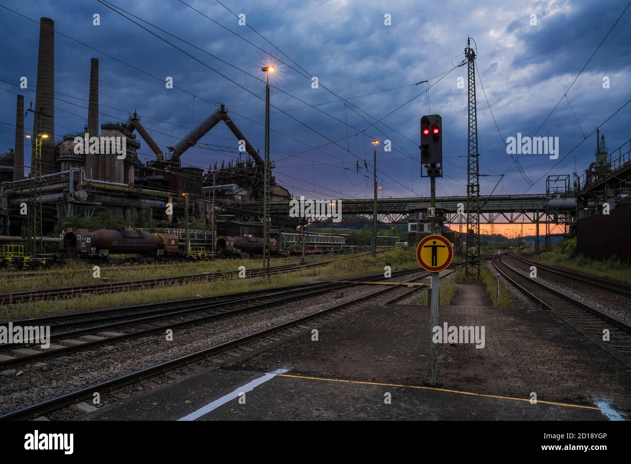 historic steelworks at night Stock Photo - Alamy