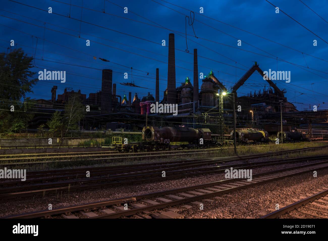 historic steelworks at night Stock Photo - Alamy