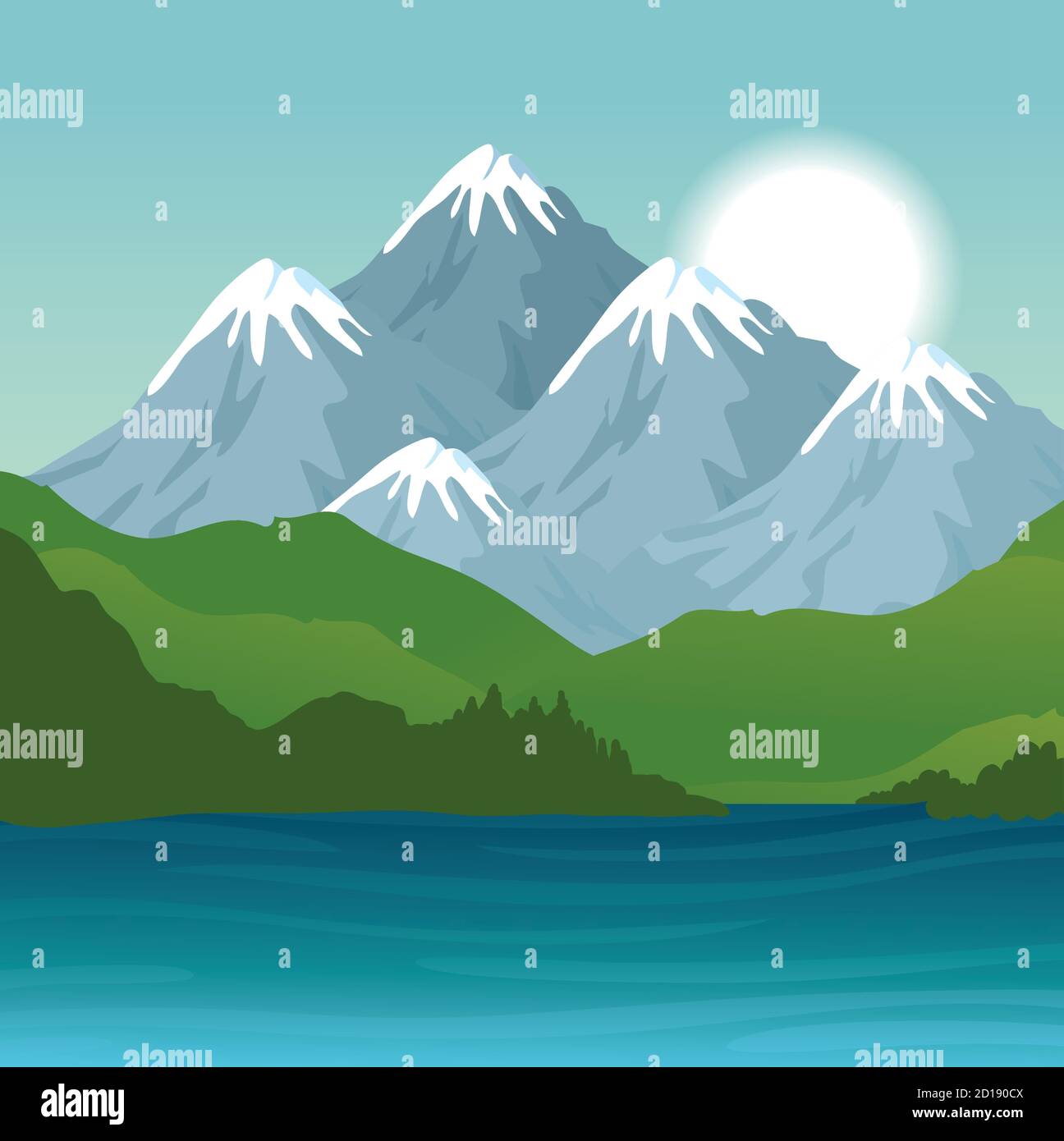 landscape of mountains and river vector design Stock Vector Image & Art ...