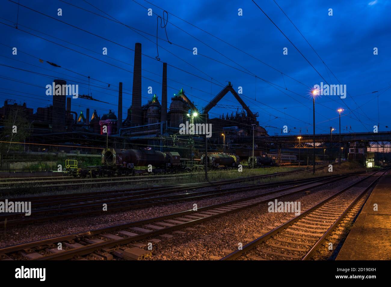 historic steelworks at night Stock Photo - Alamy