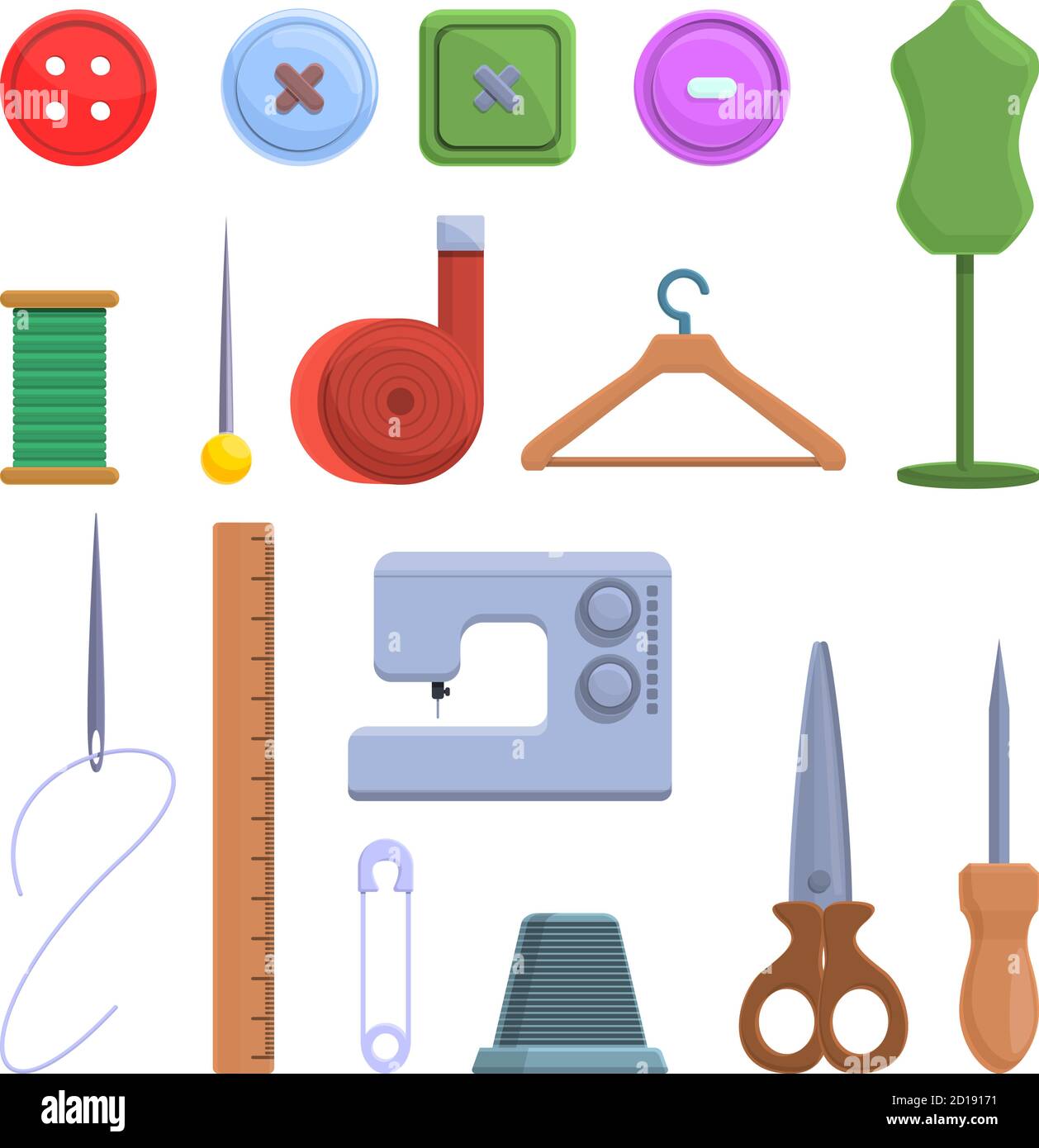 Clothing repair icons set. Cartoon set of clothing repair vector icons ...