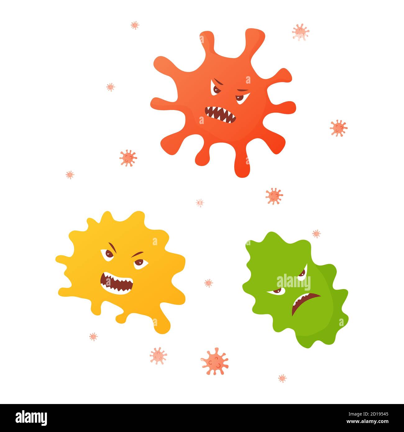 Terrible virus cartoon character.Micro bacteria vector illustration on ...