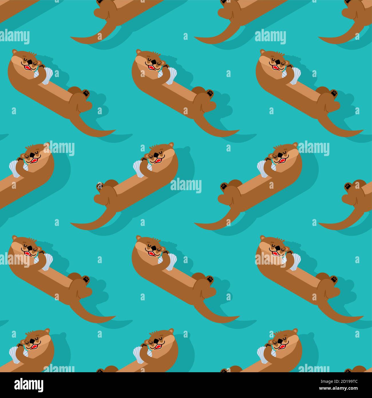 Otter pattern seamless. Sea otter swims background. Baby fabric ...