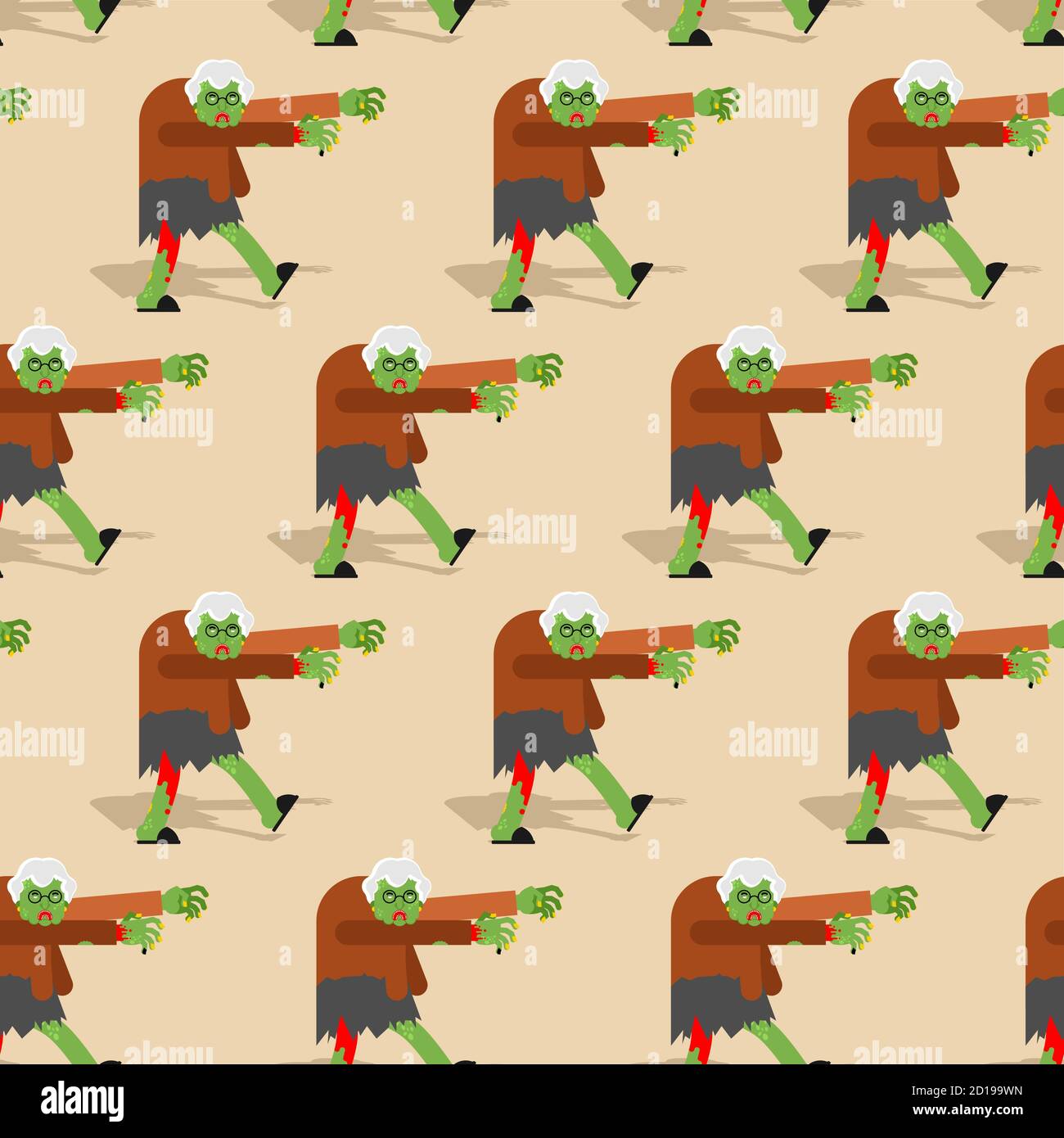 Granny zombie pattern seamless. Dead green grandmother monster ...