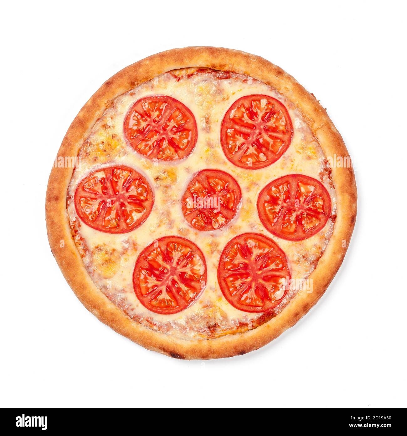 Top view of round pizza isolated on white Stock Photo - Alamy