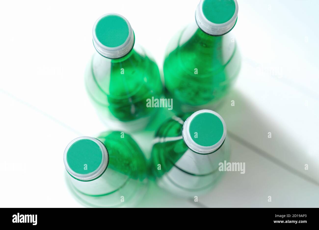 Green plastic bottles. Plastic waste. Recycling plastic and ecology ...