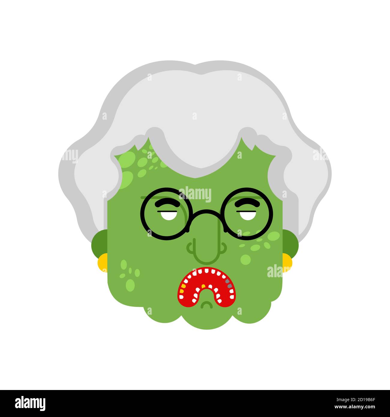 Granny zombie head isolated. Dead green grandmother monster. scary ...