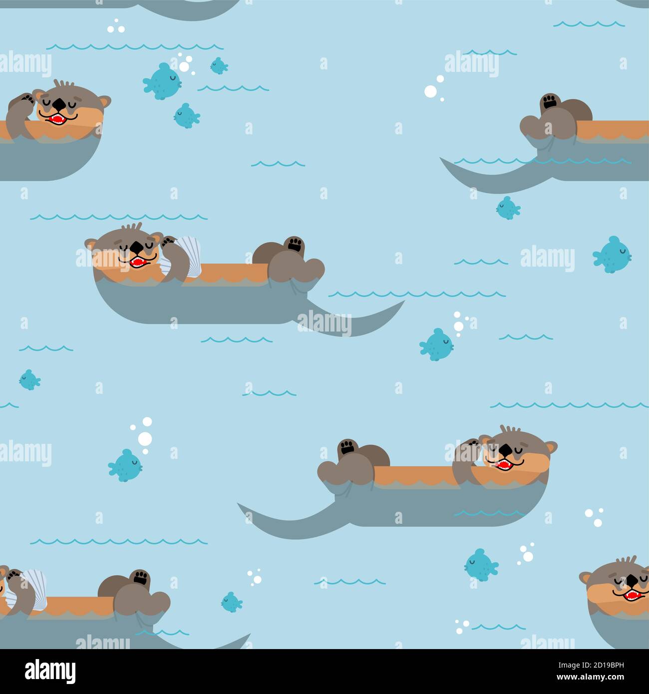 Otter pattern seamless. Sea otter swims background. Baby fabric ...