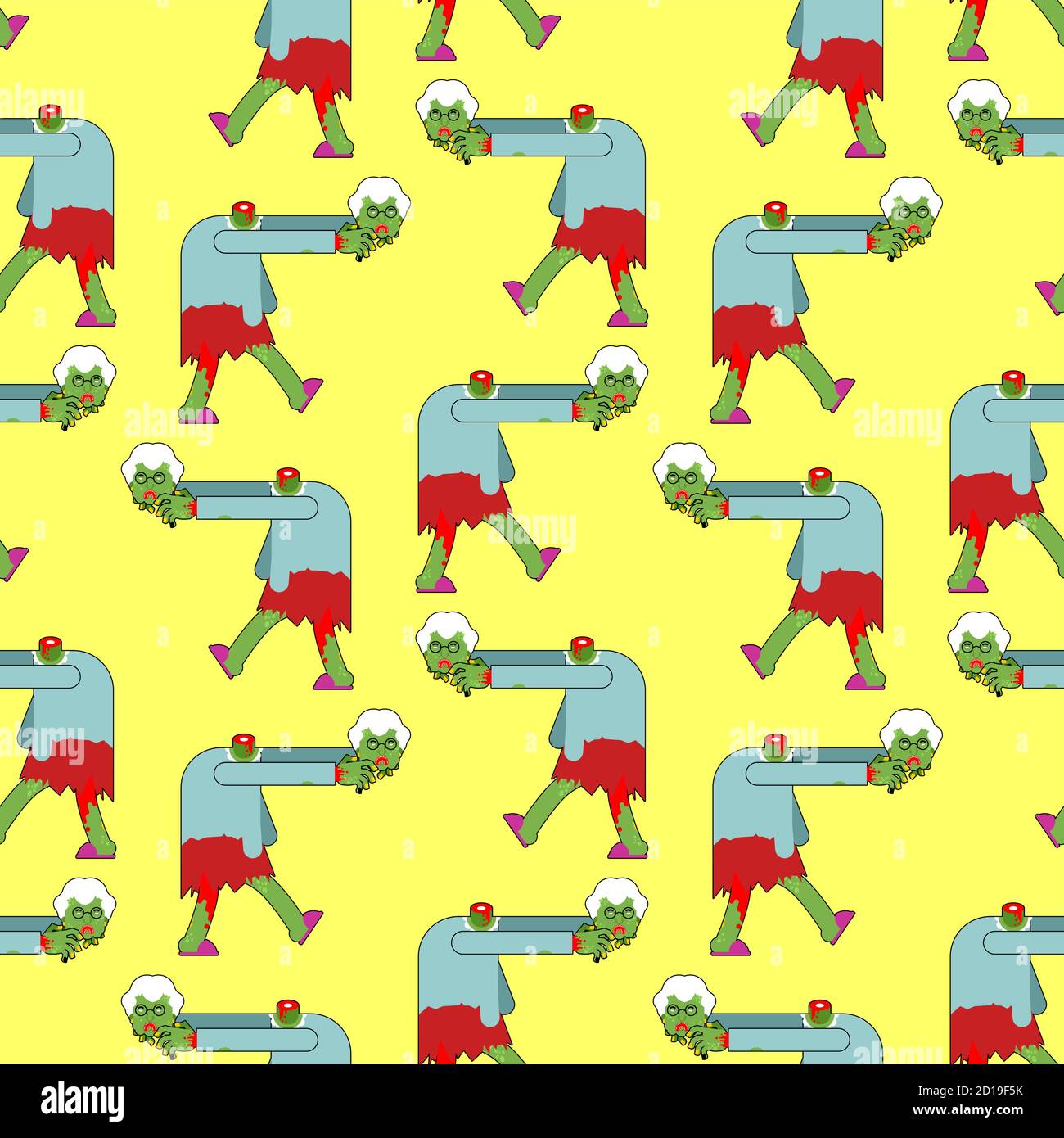 Granny zombie pattern seamless. Dead green grandmother monster ...