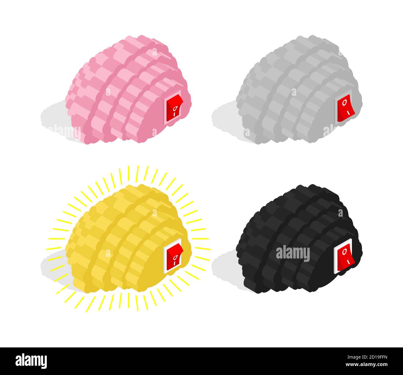 Brain and switch set. Switching off and on brains. vector illustration ...