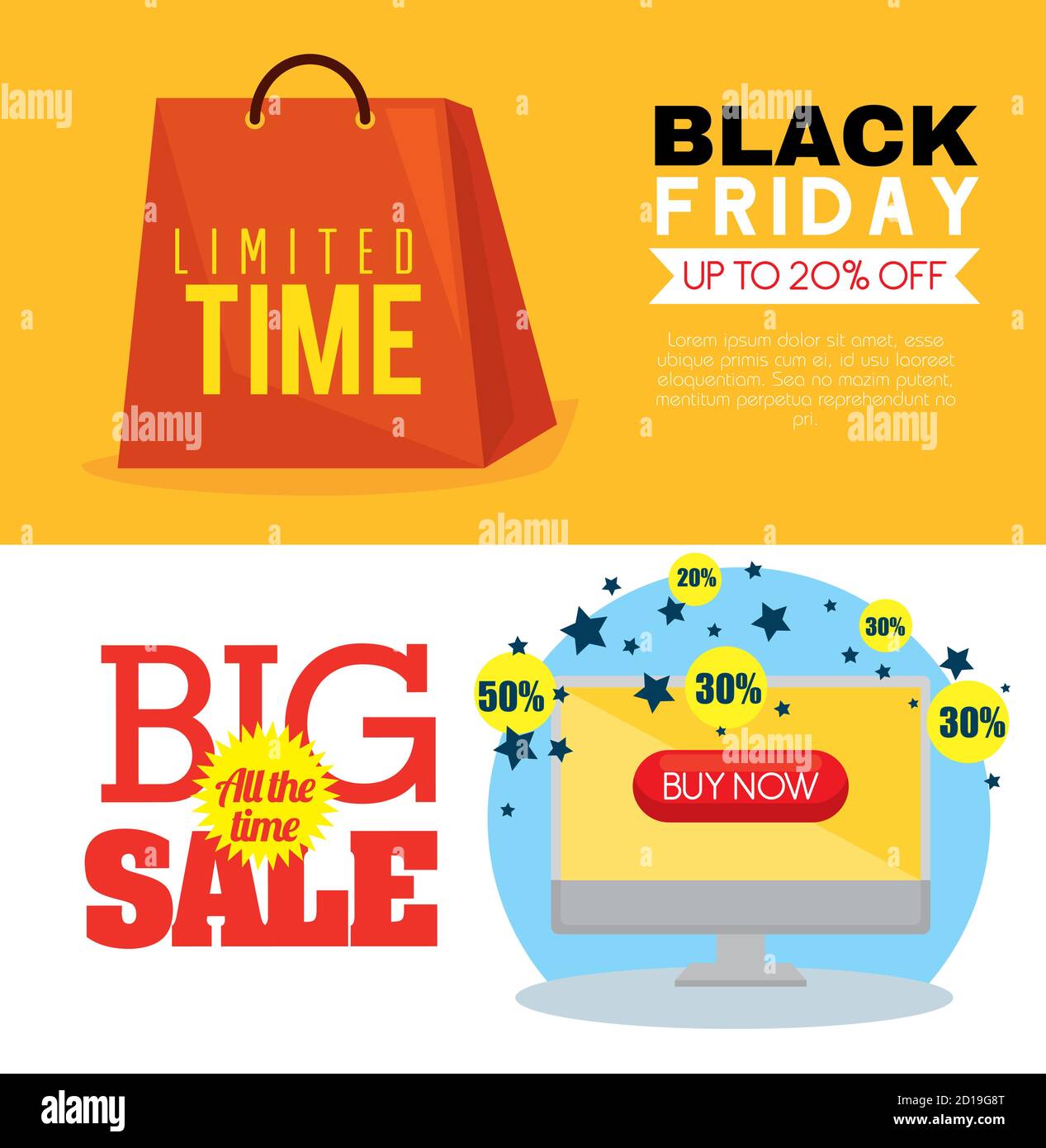 black friday bag and computer vector design Stock Vector Image & Art ...