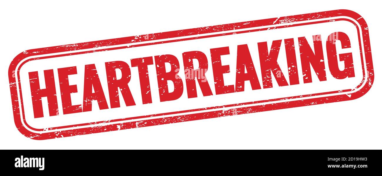 HEARTBREAKING text on red grungy vintage rectangle stamp Stock Photo ...