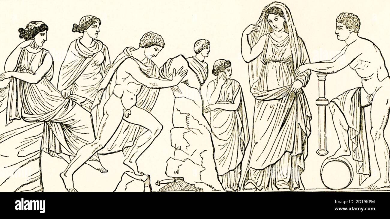 Shown here in this late 1800s illustration is Theseus lifting stone ...