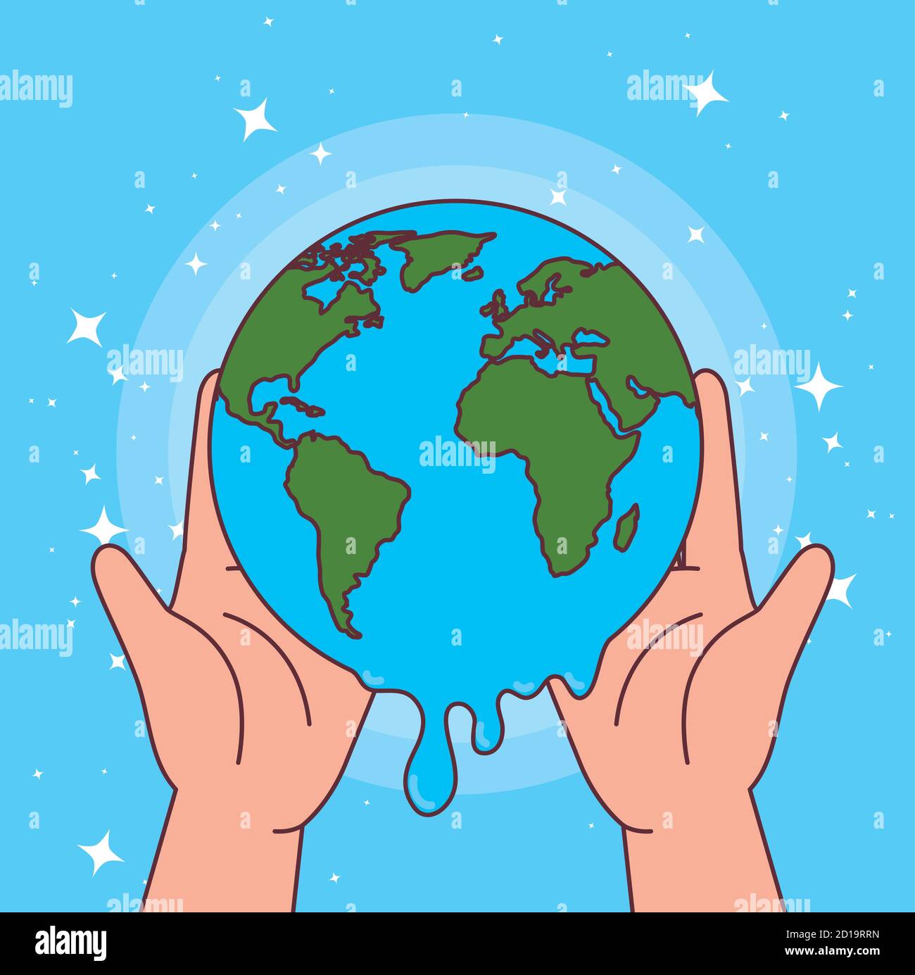 Global handswashing day and hands with melted world vector design Stock ...