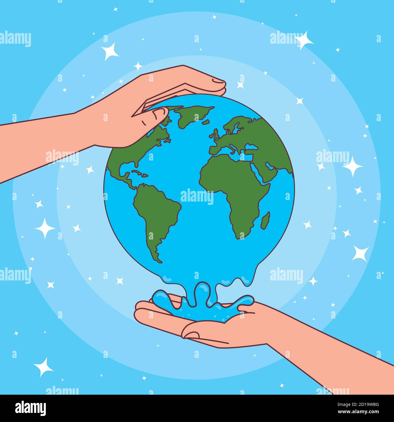Global handswashing day and hands with melted world vector design Stock ...