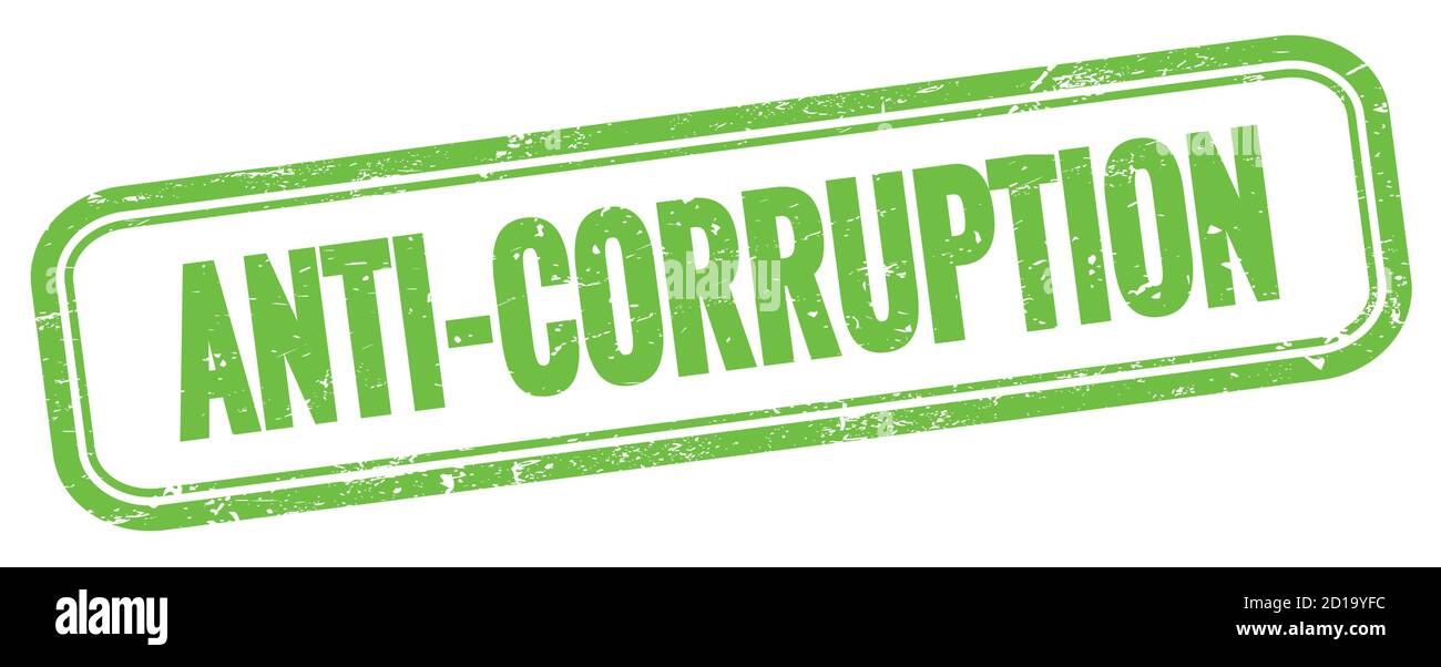 ANTI-CORRUPTION text on green grungy vintage rectangle stamp Stock ...