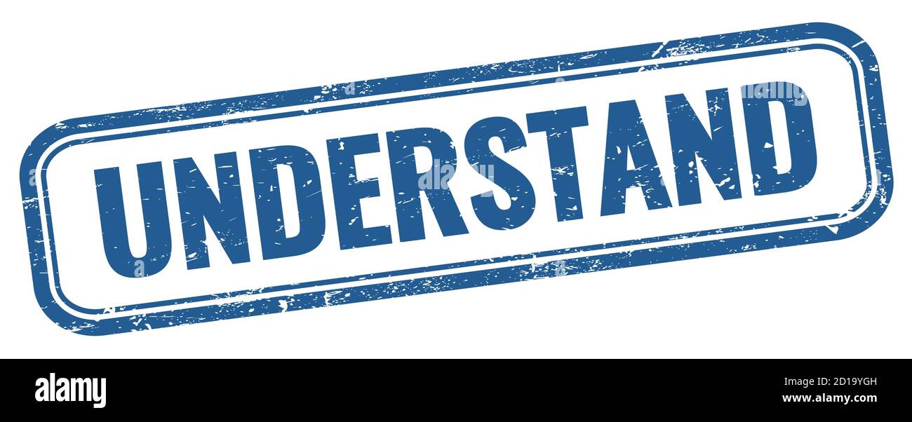 UNDERSTAND text on blue grungy vintage rectangle stamp Stock Photo - Alamy