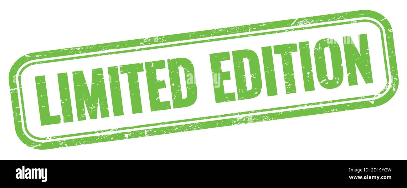 LIMITED EDITION text on green grungy vintage rectangle stamp Stock ...