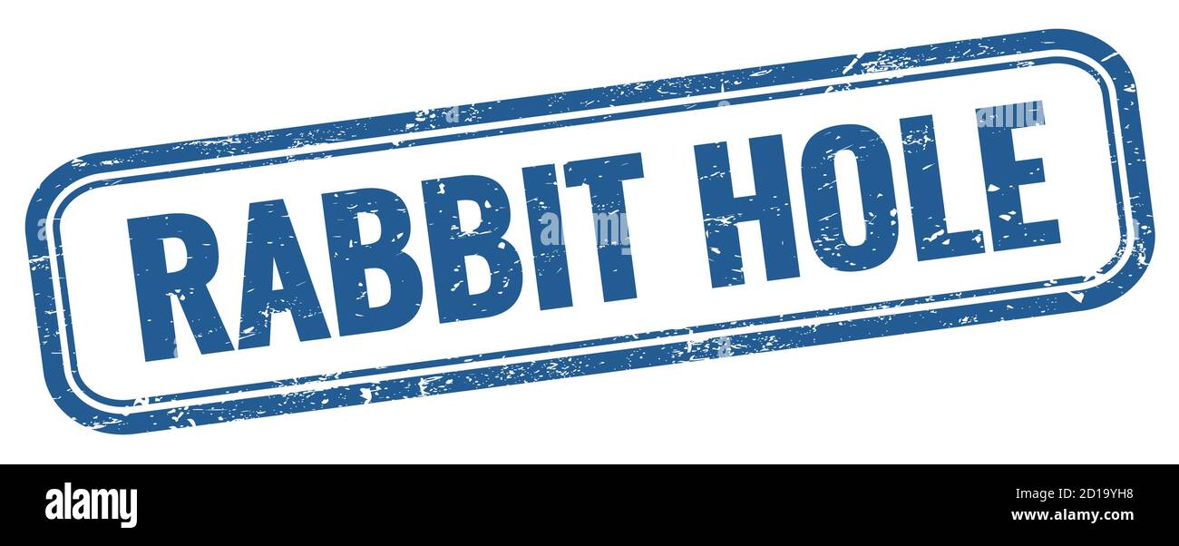 RABBIT HOLE text on blue grungy vintage rectangle stamp Stock Photo - Alamy