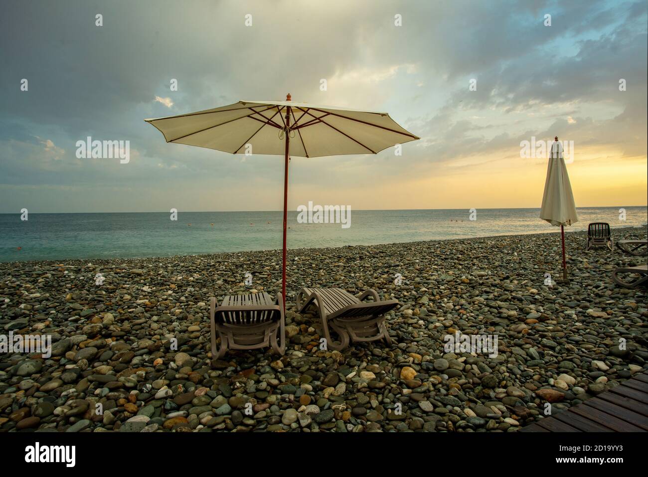 Amazing orange sunset at the beach in Big Sochi district ( Adler ...
