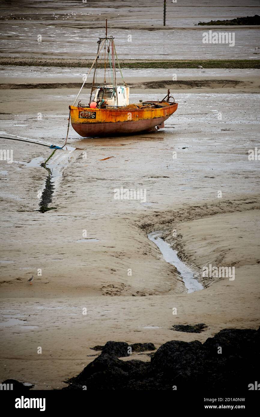 Fishing Boat Stranded On Beach High Resolution Stock Photography and ...