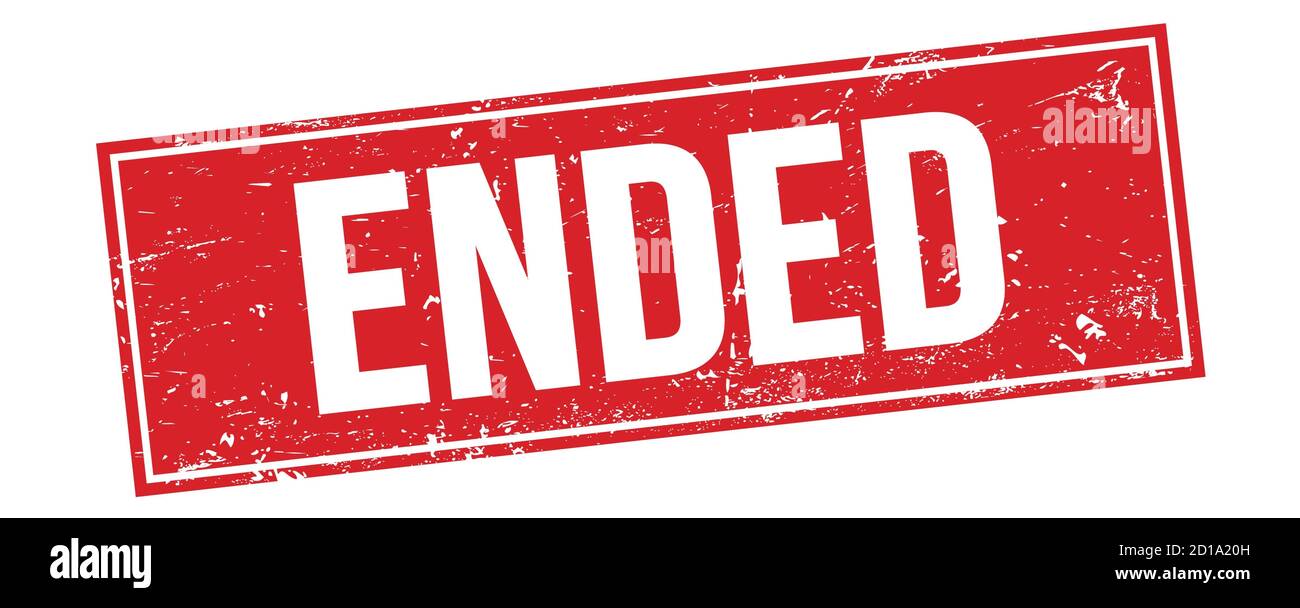 ENDED text on red grungy rectangle stamp sign Stock Photo - Alamy