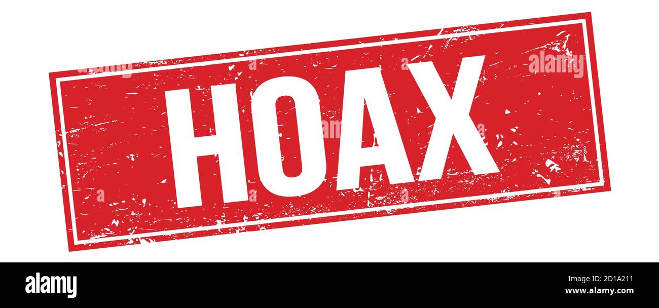 HOAX text on red grungy rectangle stamp sign Stock Photo - Alamy